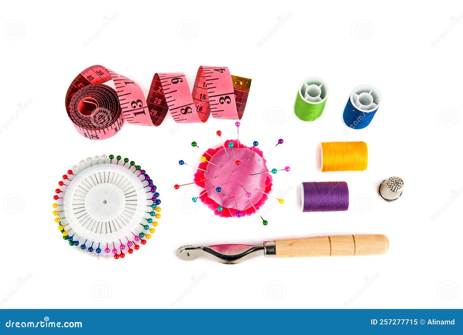 Set of Sewing Accessories Isolated on White Stock Image - Image of ...