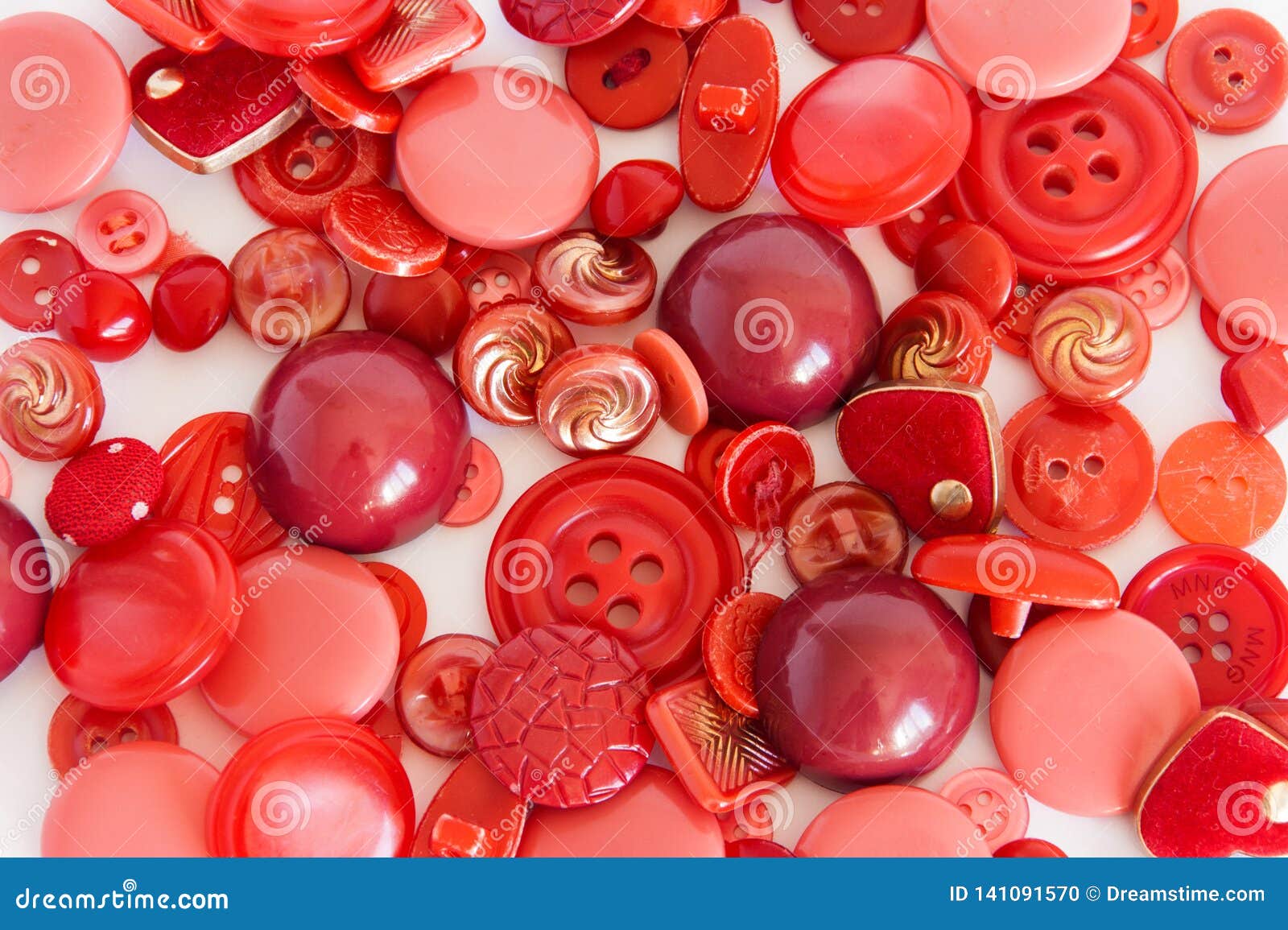 Set of Sewing Buttons Red Color. Background Stock Photo - Image of ...