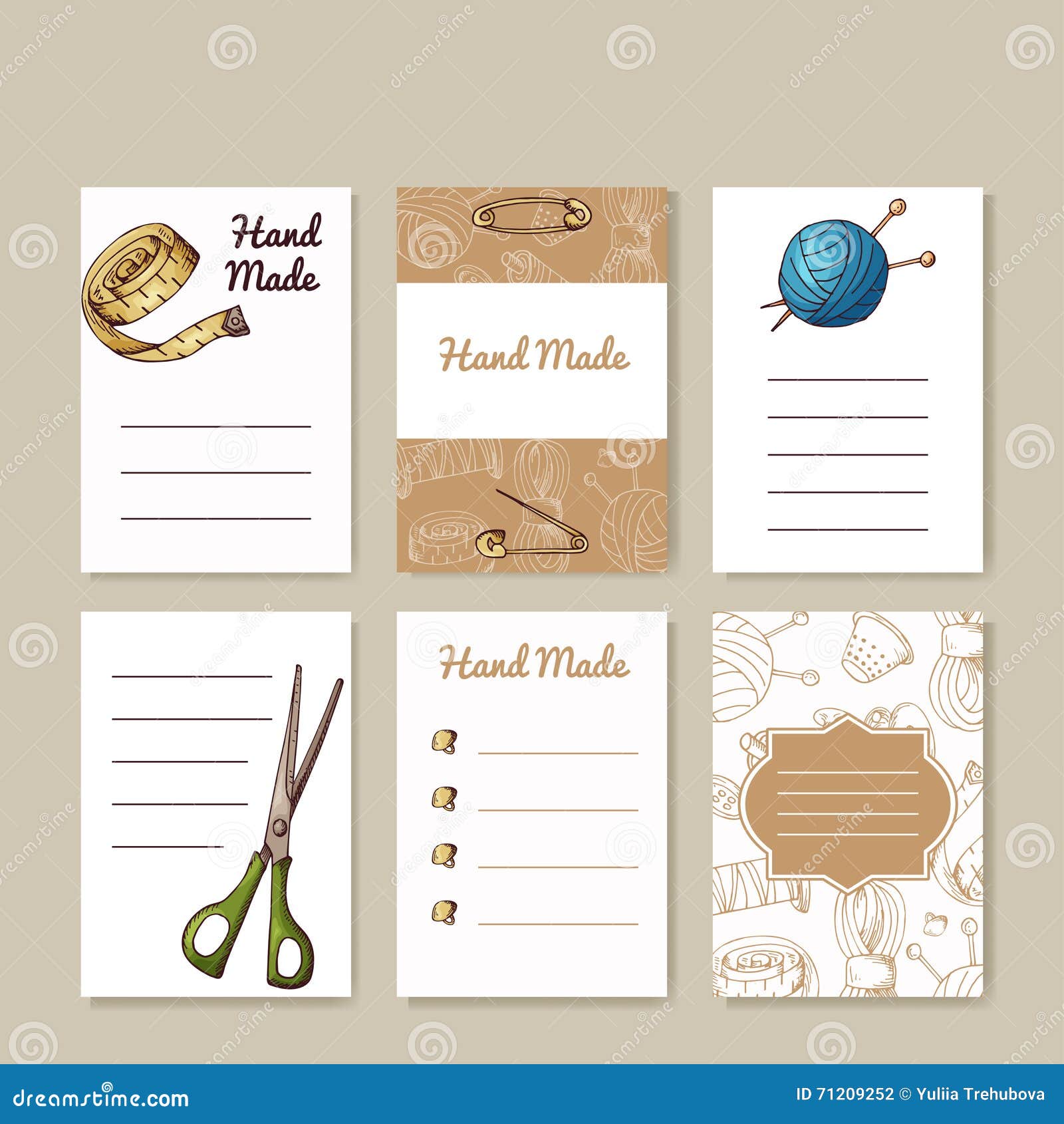 Set of Sewing Cards. Hand Made Creative Templates for Your Design Stock ...