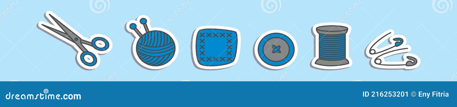 Set of Sewing Cartoon Icon Design Template with Various Models. Vector ...