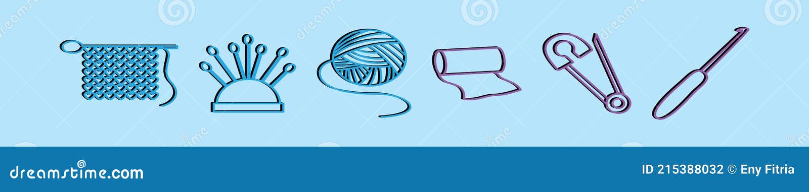 Set of Sewing Cartoon Icon Design Template with Various Models Vector ...