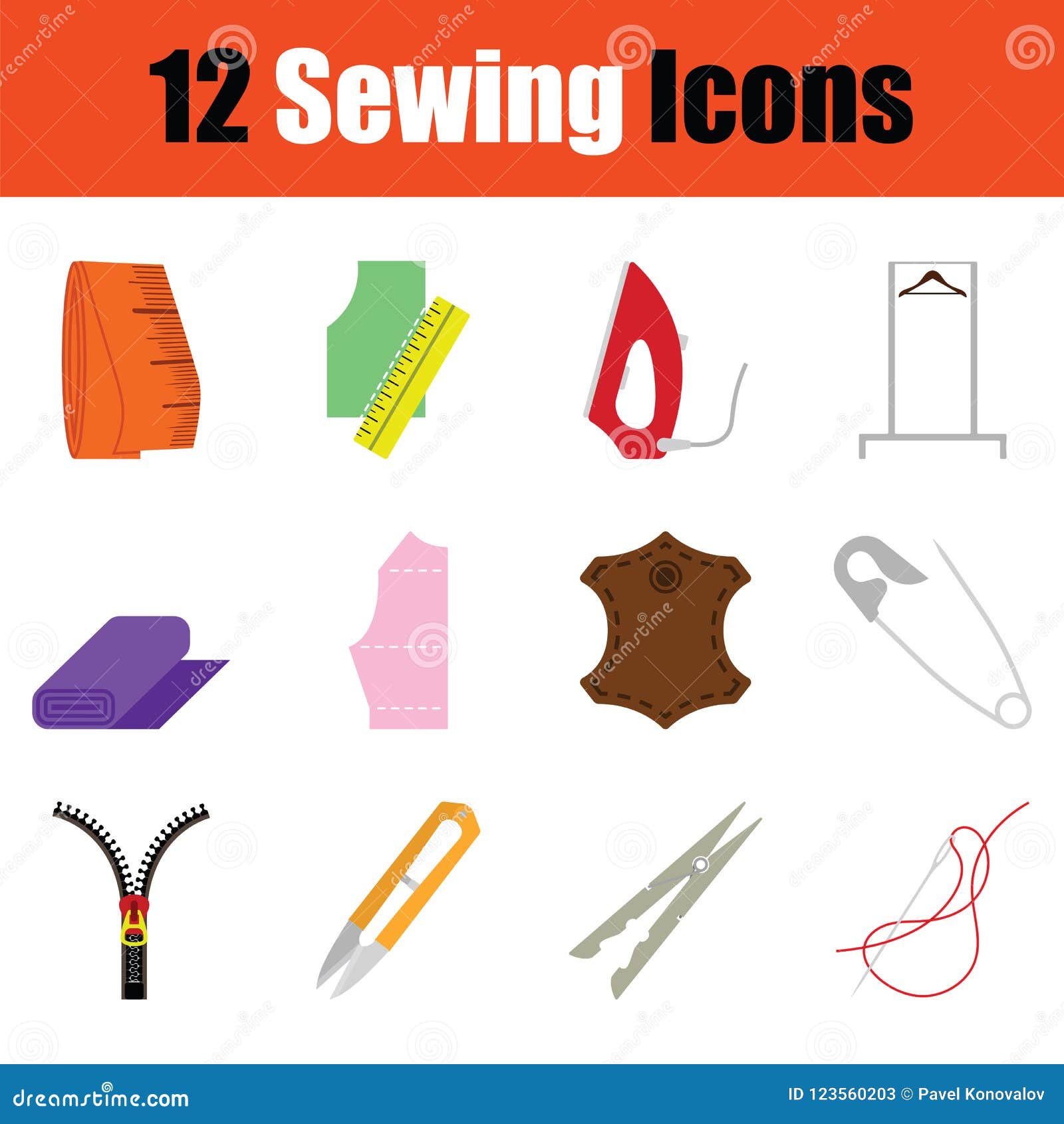 Sewing icon set stock vector. Illustration of tailoring - 123560203