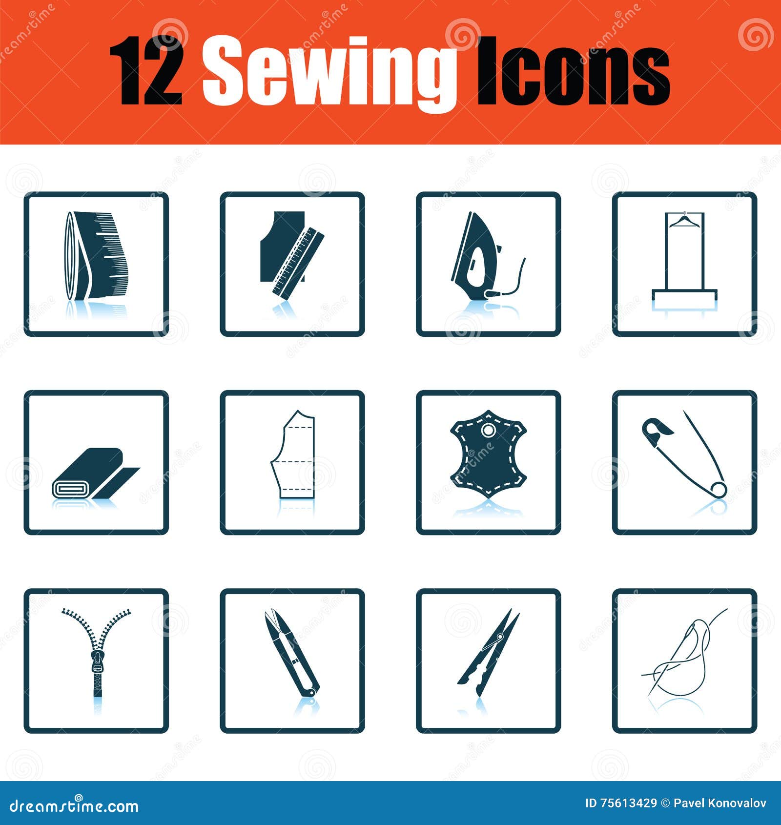 Set of sewing icons stock vector. Illustration of leather - 75613429