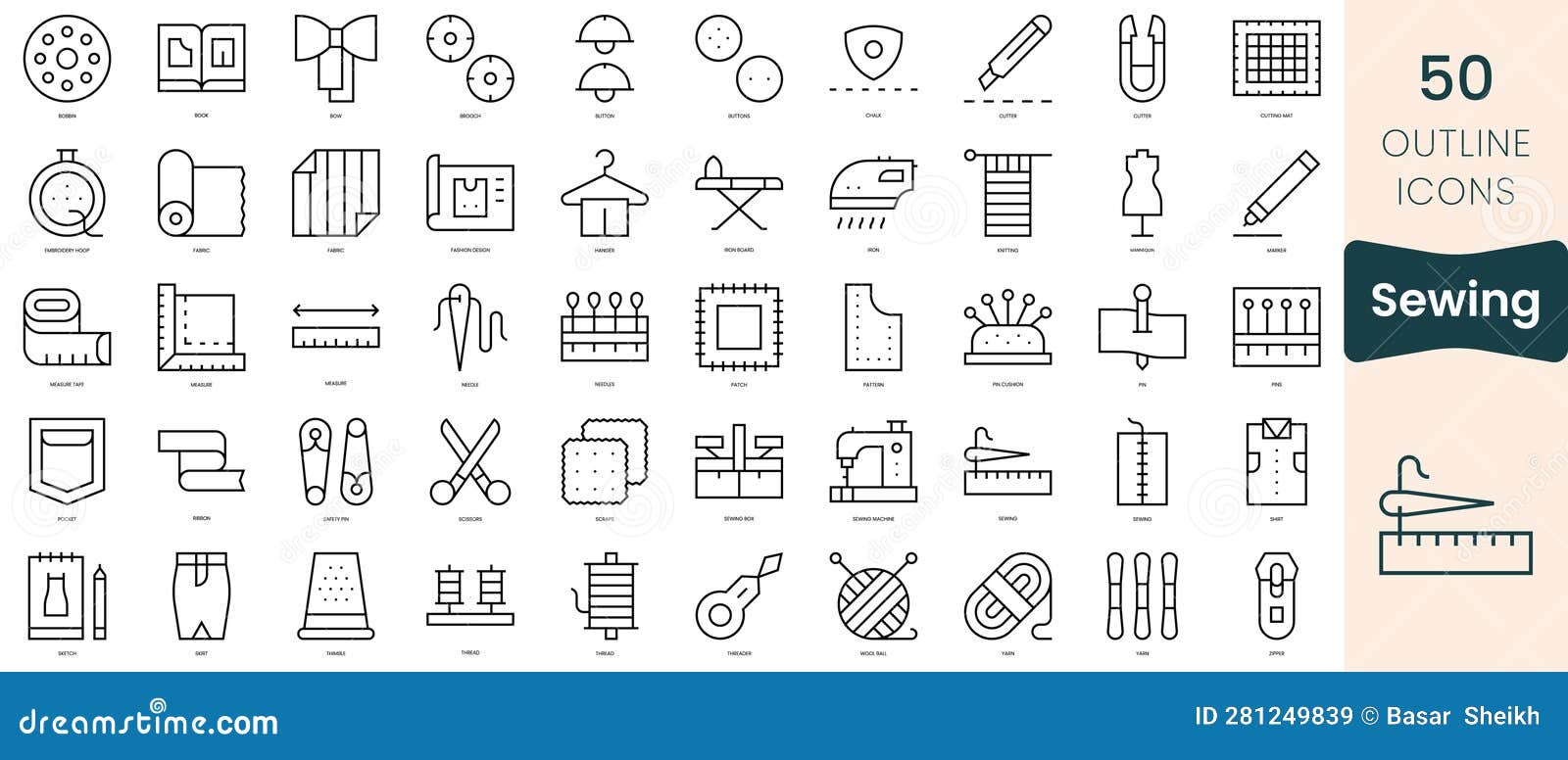 Set of Sewing Icons. Thin Linear Style Icons Pack Stock Vector ...