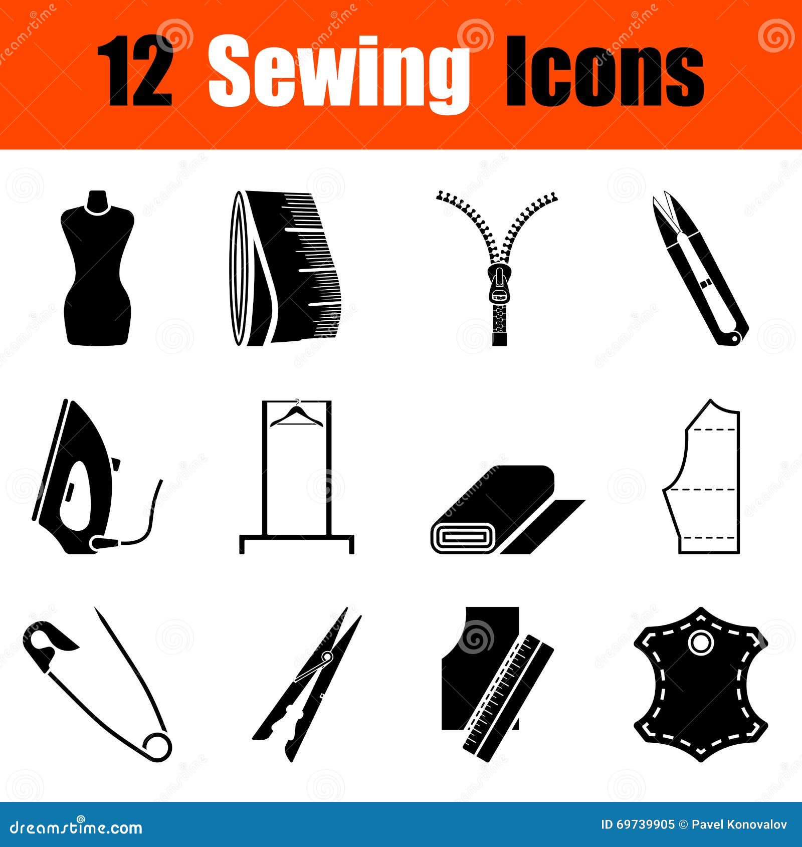 Set of sewing icons stock vector. Illustration of template - 69739905