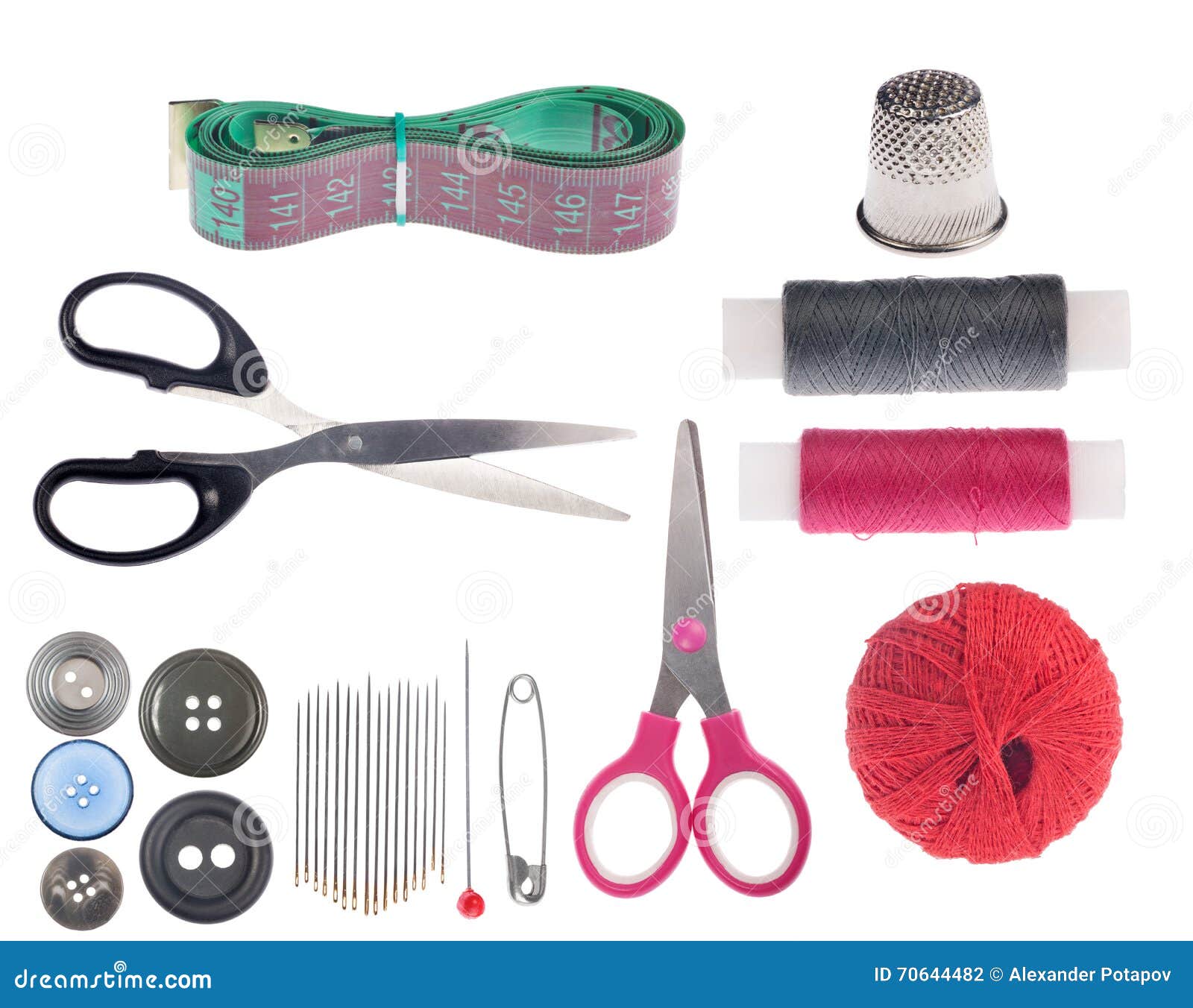 Set of Sewing Items Isolated on White Stock Photo - Image of item ...