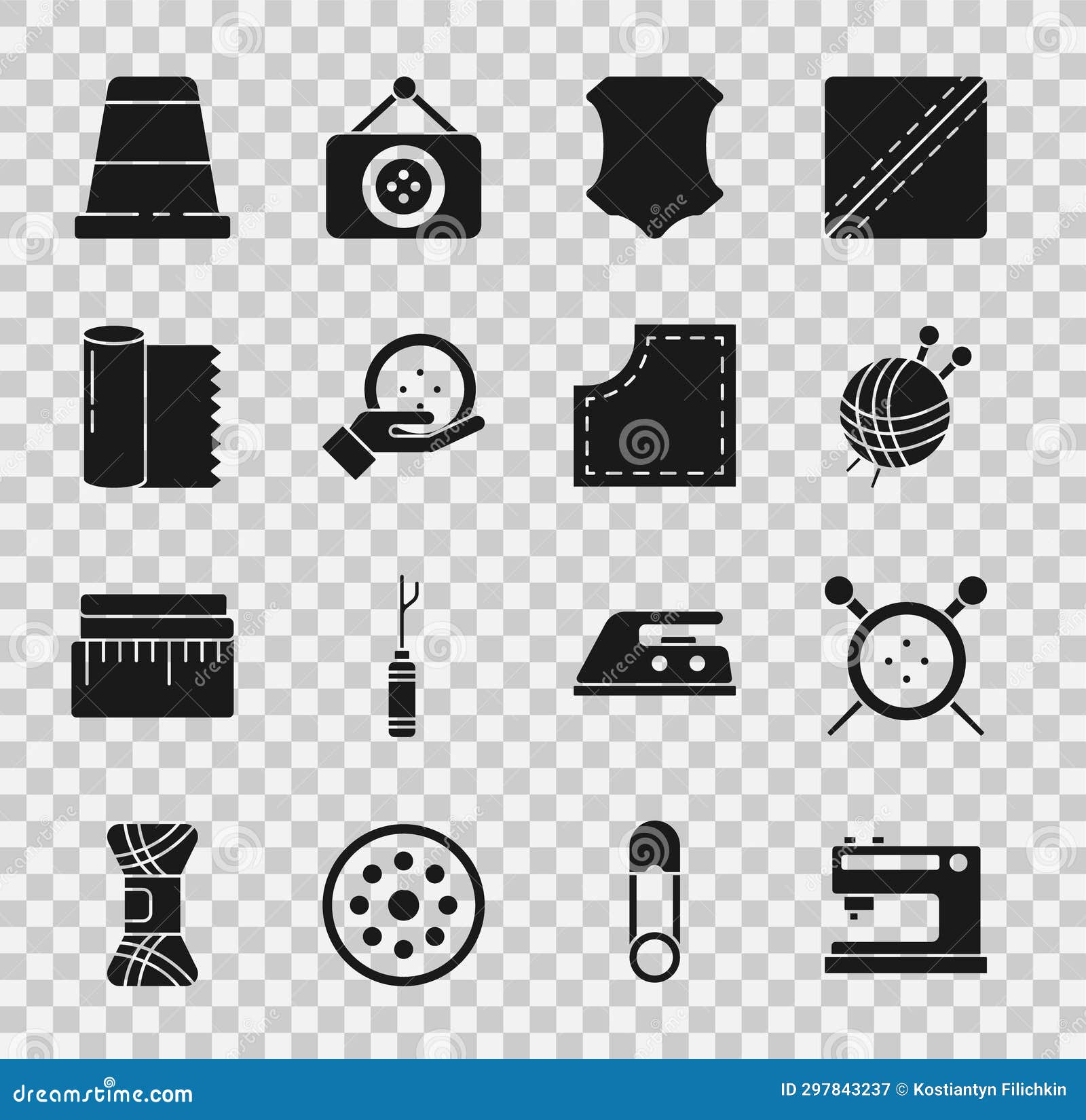 Set Sewing Machine, Button and Knitting Needles, Yarn Ball with ...