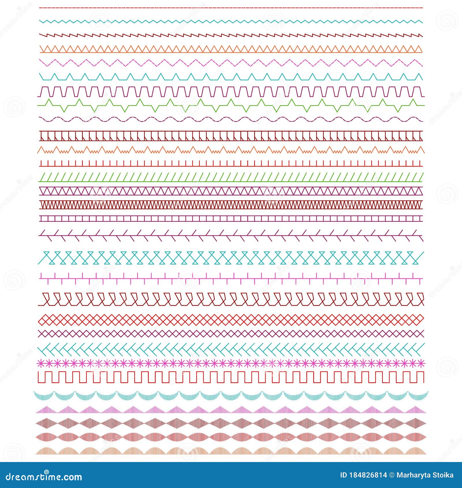 A Set of Sewing Machine Lines. Stock Vector - Illustration of ...