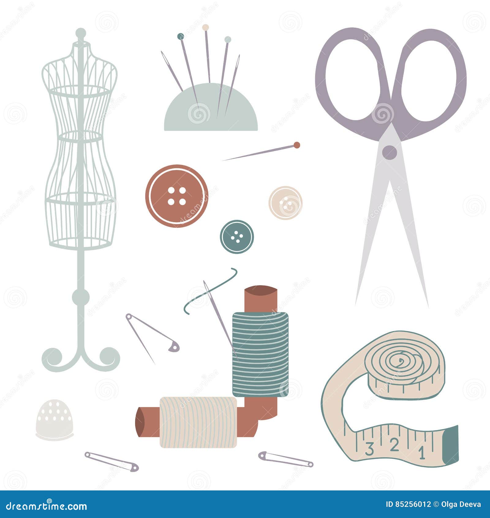 Set of Sewing Materials stock vector. Illustration of mannequin - 85256012