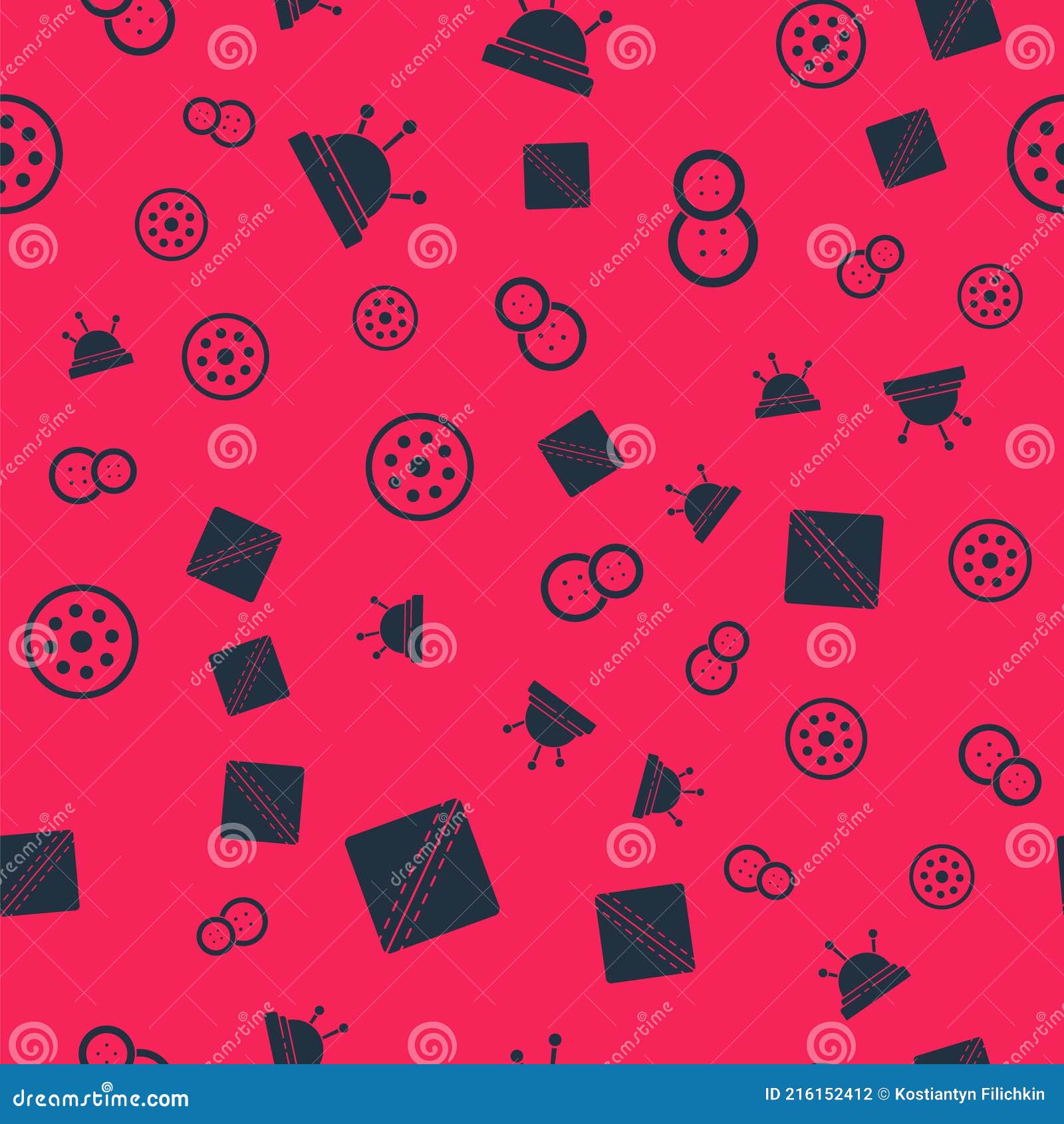 Set Sewing Pattern, Needle Bed and Needles, Button and on Seamless ...