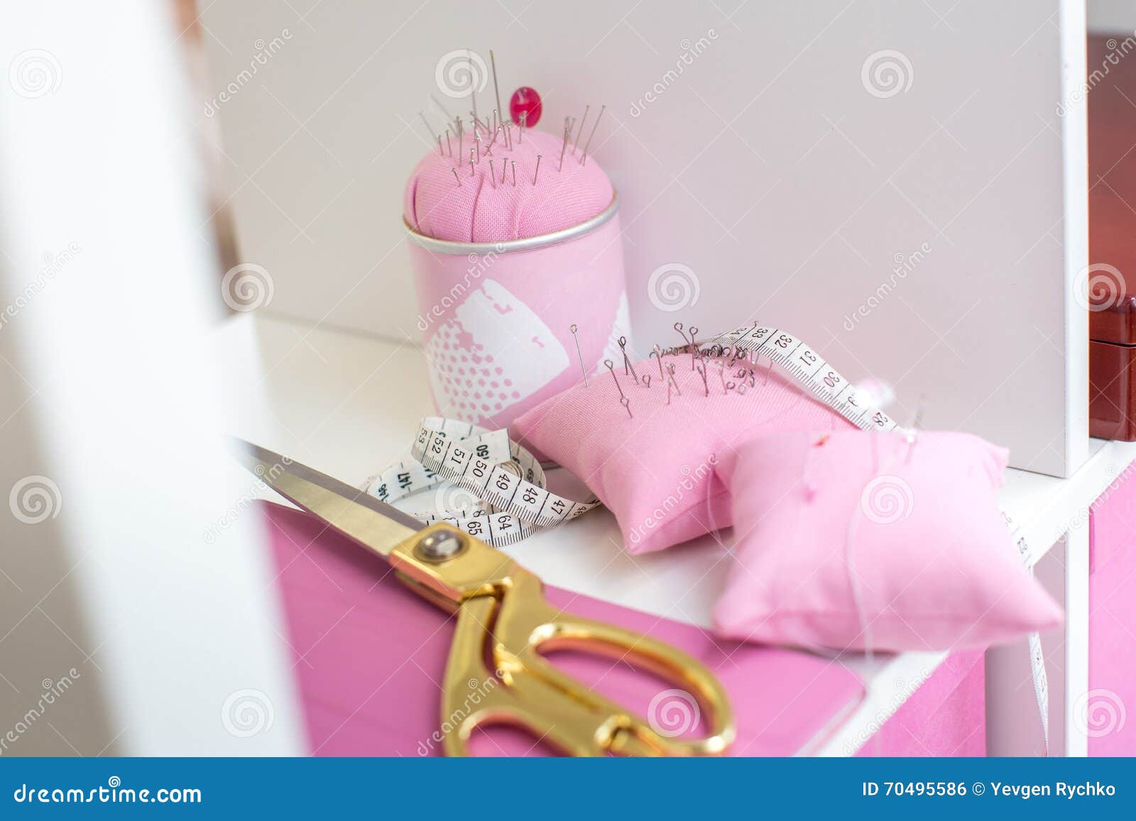 Set of Sewing Scissors, Measuring Tape Stock Photo - Image of ...