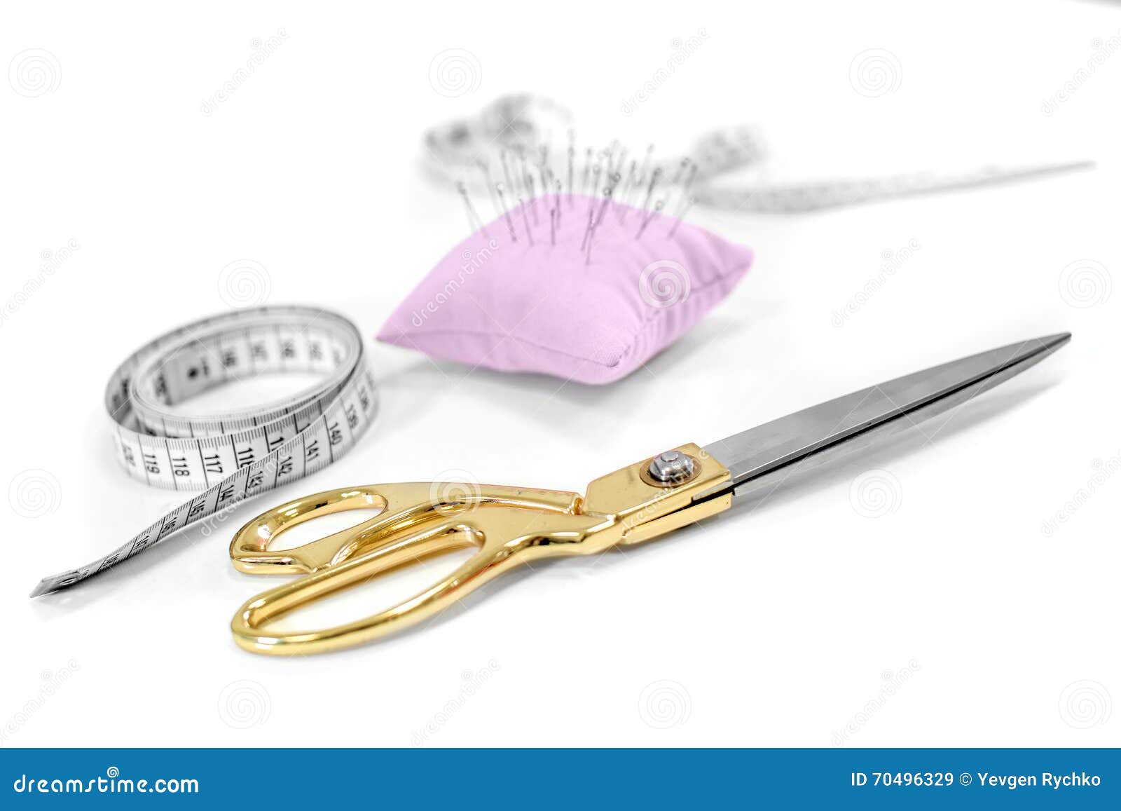 Set of Sewing Scissors, Measuring Tape Stock Image - Image of needle ...