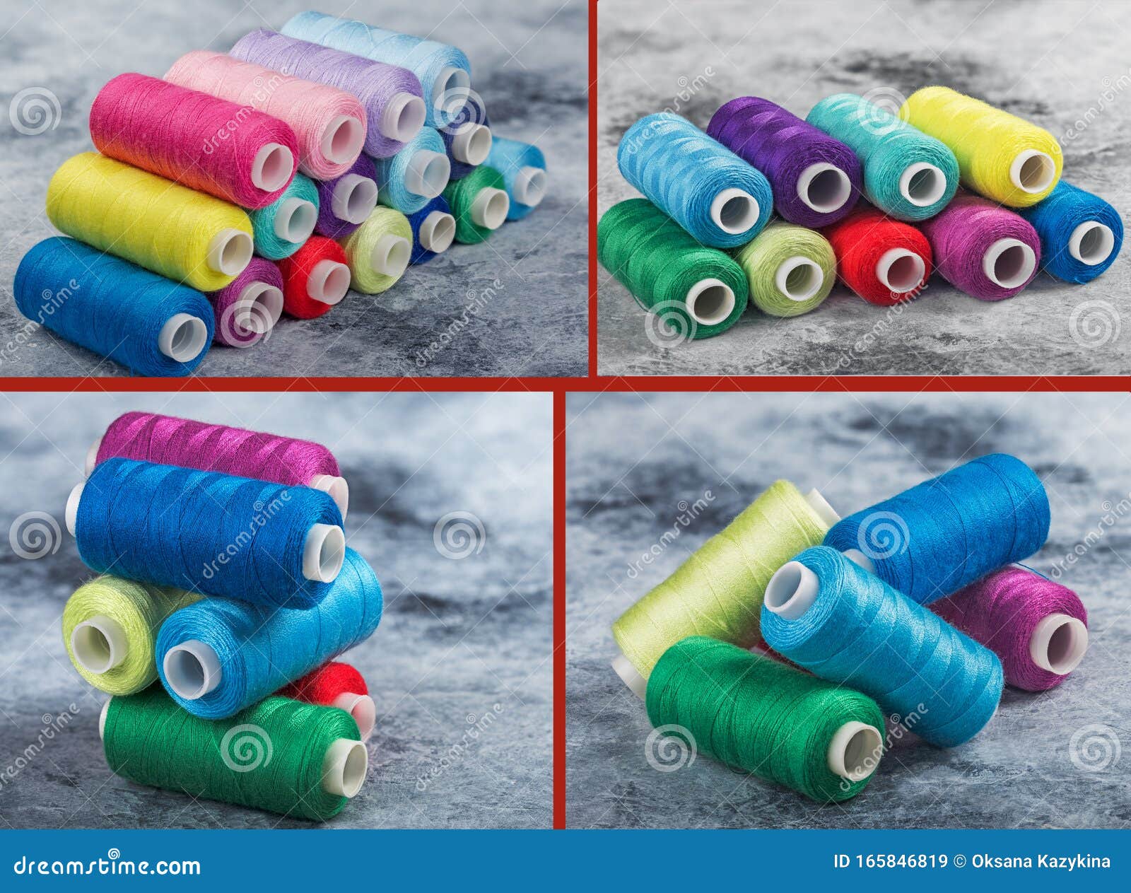 Set of Sewing Thread Drums for Creativity Stock Image - Image of blue ...