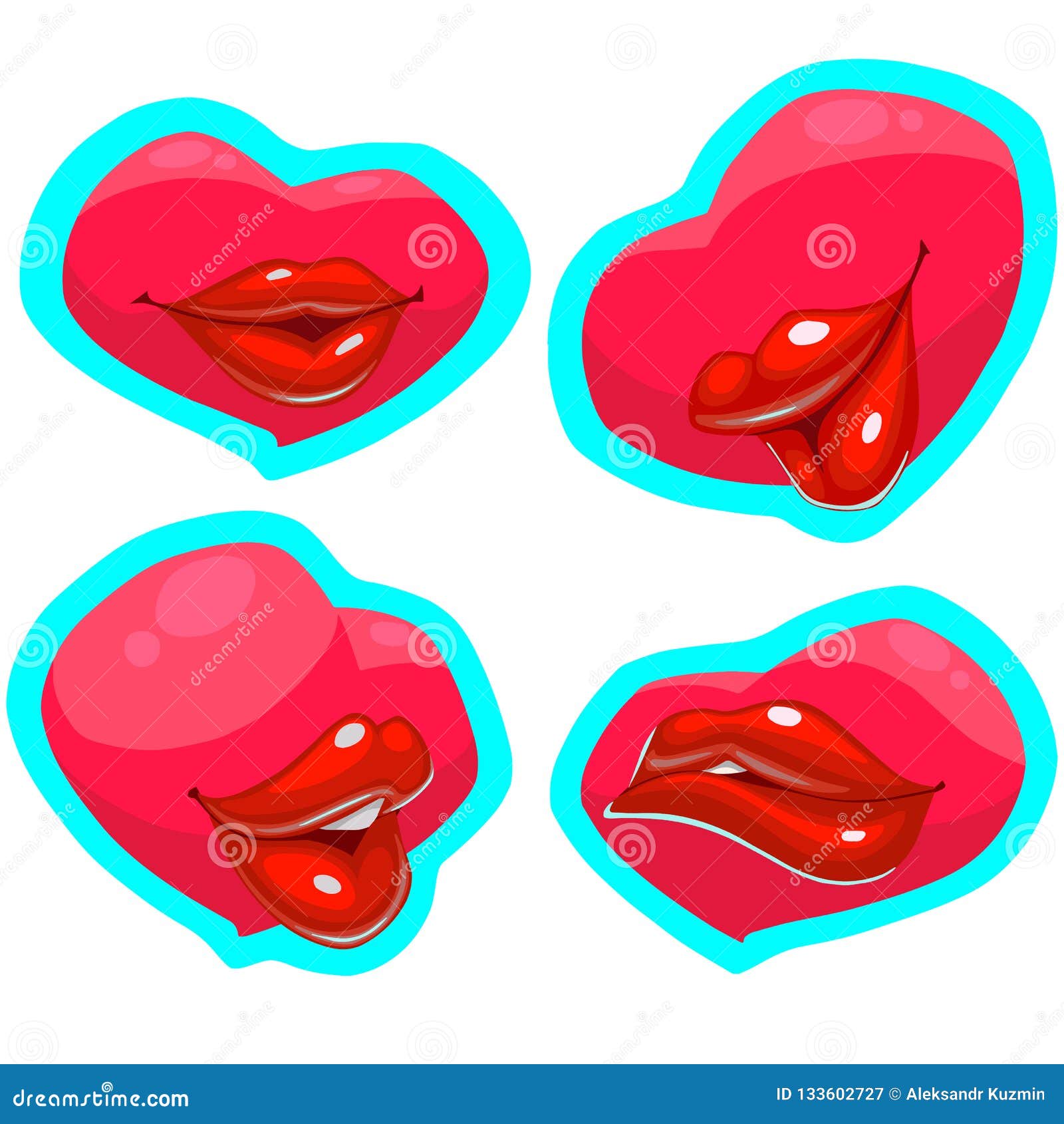 Set of Lips in Different Positions Stock Vector - Illustration of ...
