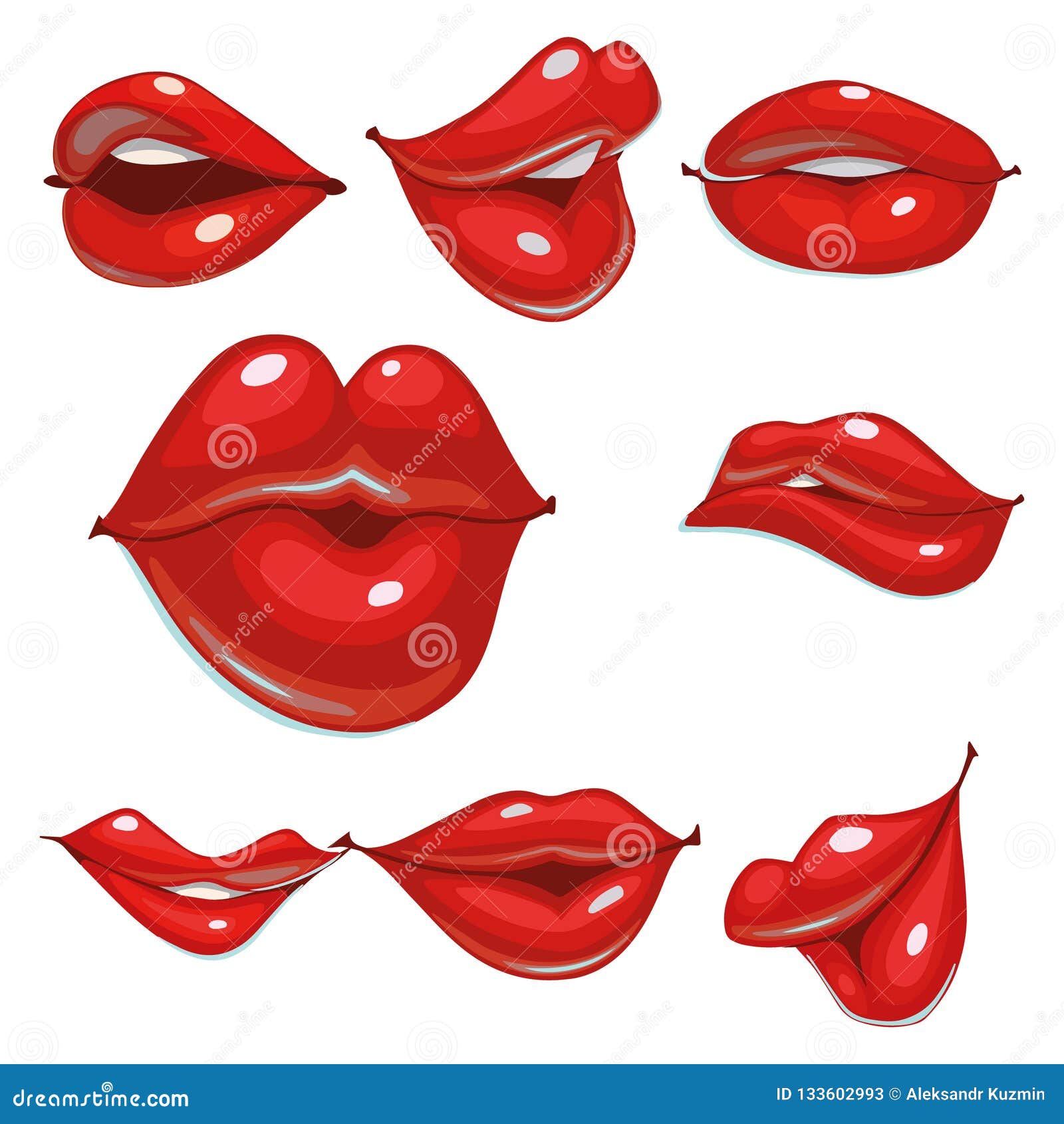 Set of Lips in Different Positions Stock Vector - Illustration of mouth ...