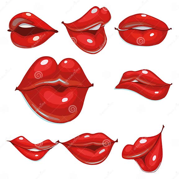 Set of Lips in Different Positions Stock Vector - Illustration of mouth ...