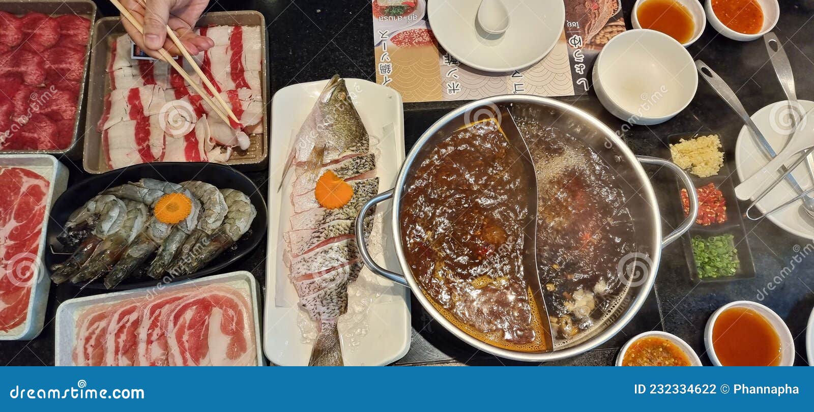 A set of Shabushi. stock photo. Image of meat, seafood - 232334622