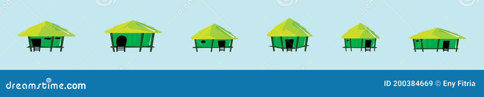 Set Of Shack Or Huts Cartoon Icon Design Template With Various Models ...