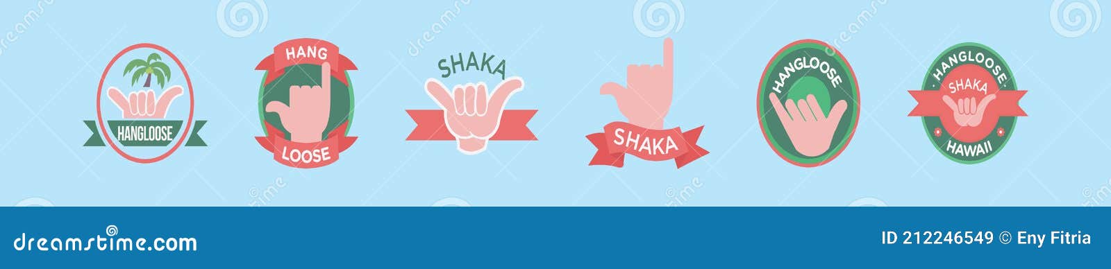 Set of Shaka Cartoon Icon Design Template with Various Models. Vector ...