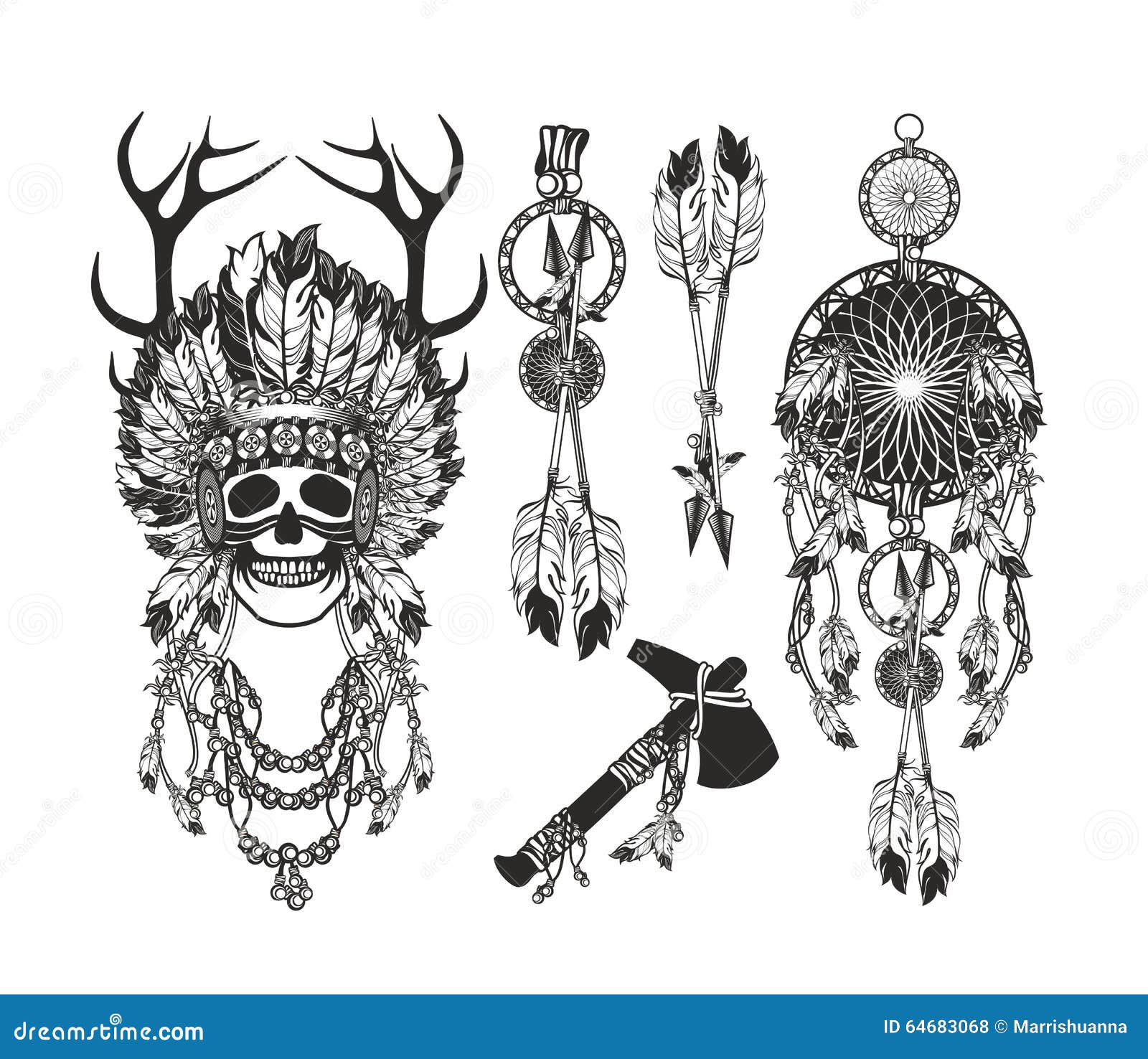 Set Shaman feathers stock vector. Illustration of armour - 64683068