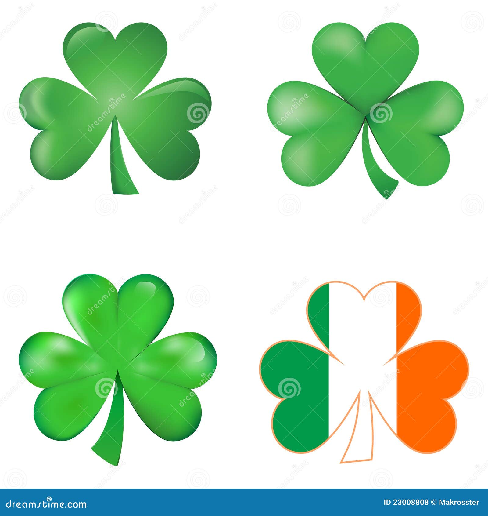 Set of Shamrock - Three Leaves Cloves Stock Illustration - Illustration ...