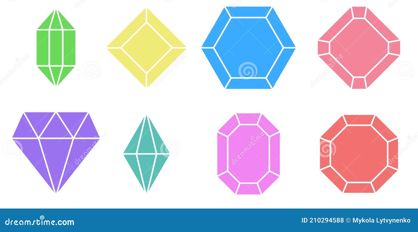 Set Shape Diamond, Vector Variety of Gem Stones with Different Colors ...