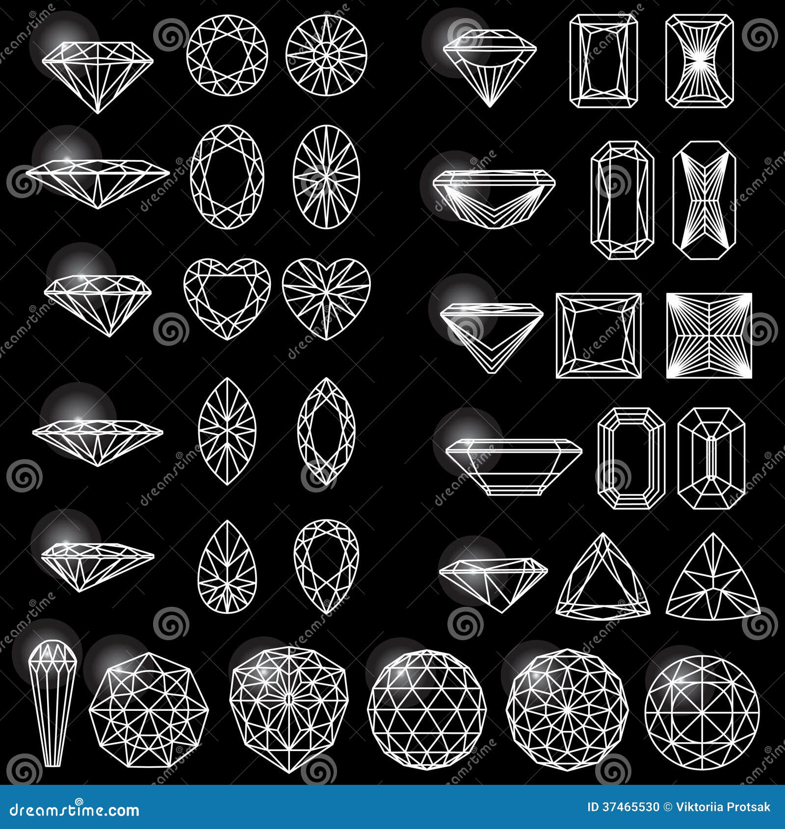 Set of shapes of diamond stock vector. Illustration of royalty - 37465530