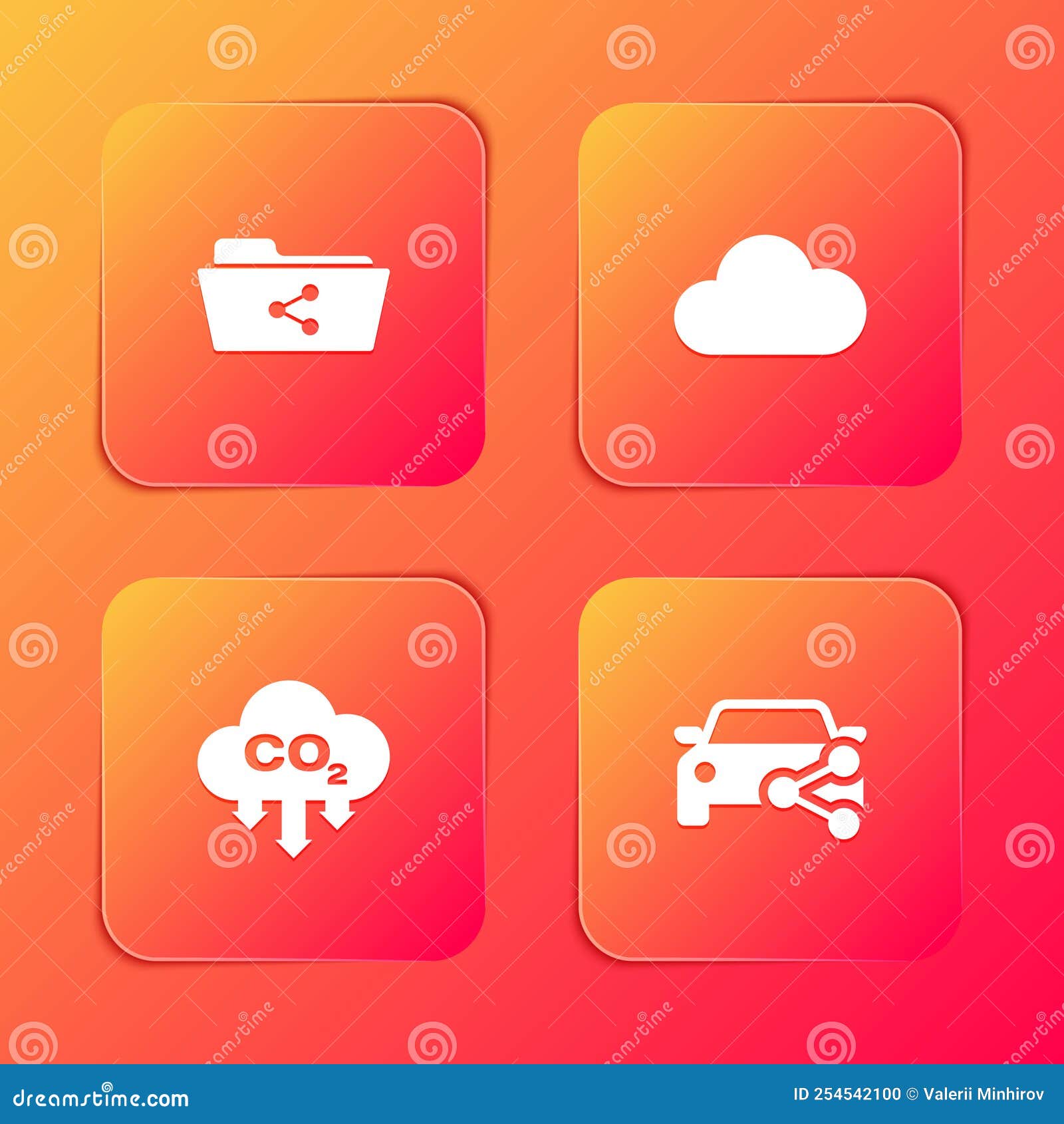 Set Share Folder Music Streaming Service Co2 Emisoras Nube E Icono De ...