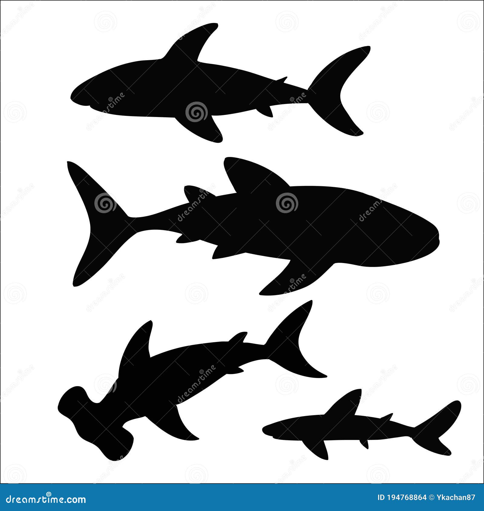 Set of Shark Types. Vector Illustration Stock Vector - Illustration of ...