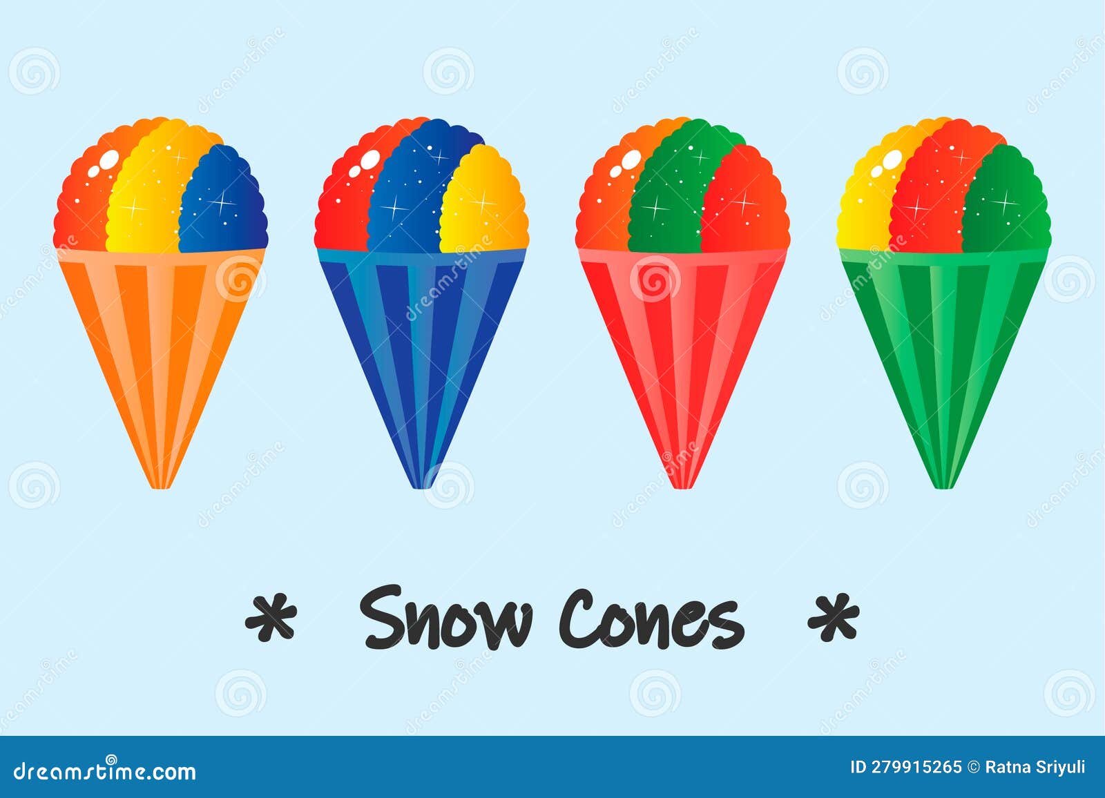 Set of Shaved Ice on Cones Design Vector Flat Isolated Illustration Stock Vector - Illustration ...