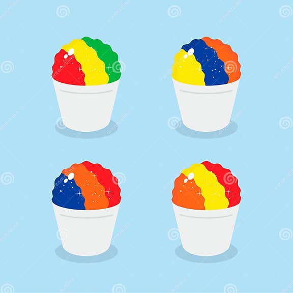 Set of Shaved Ice on Cones Vector Illustration Stock Vector ...