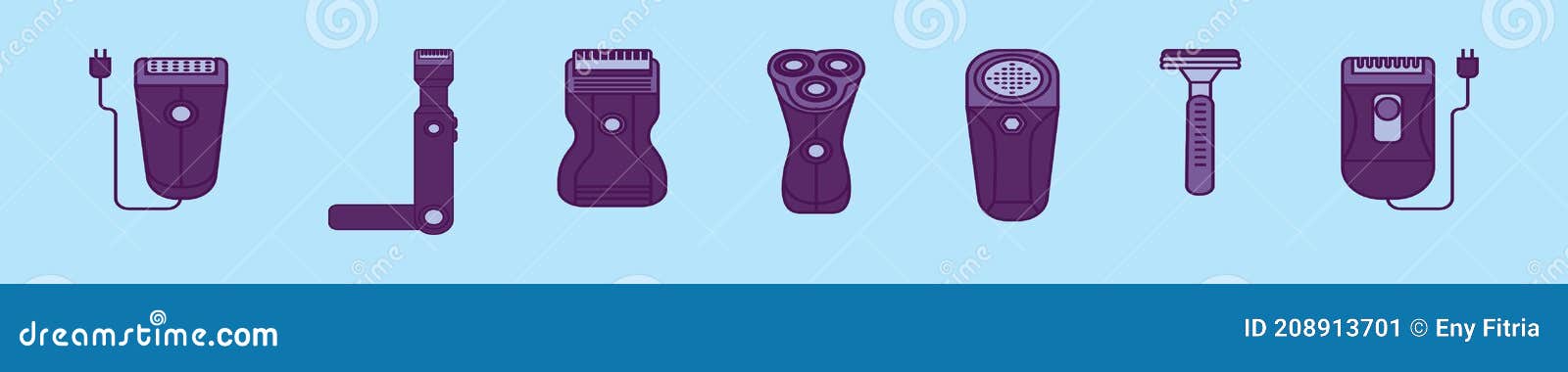 Set Of Shavers Cartoon Icon Design Template With Various Models. Vector Illustration Isolated On ...