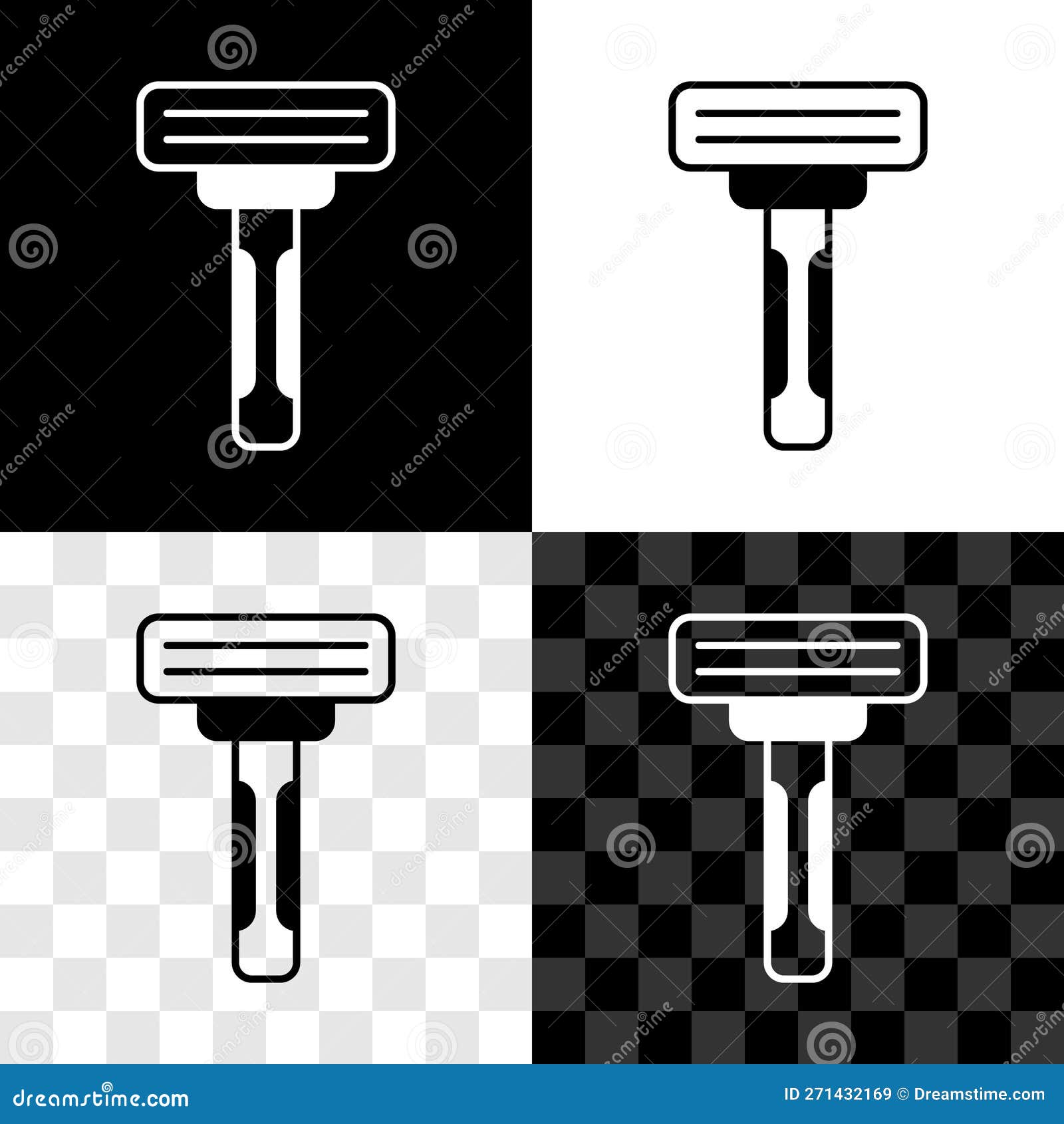 Set Shaving Razor Icon Isolated on Black and White, Transparent ...