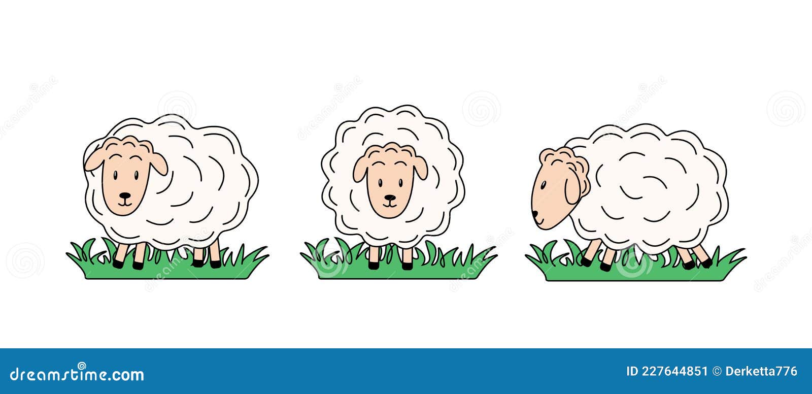Set of Sheep in Different Poses. Vector Illustration of Farm Animals ...