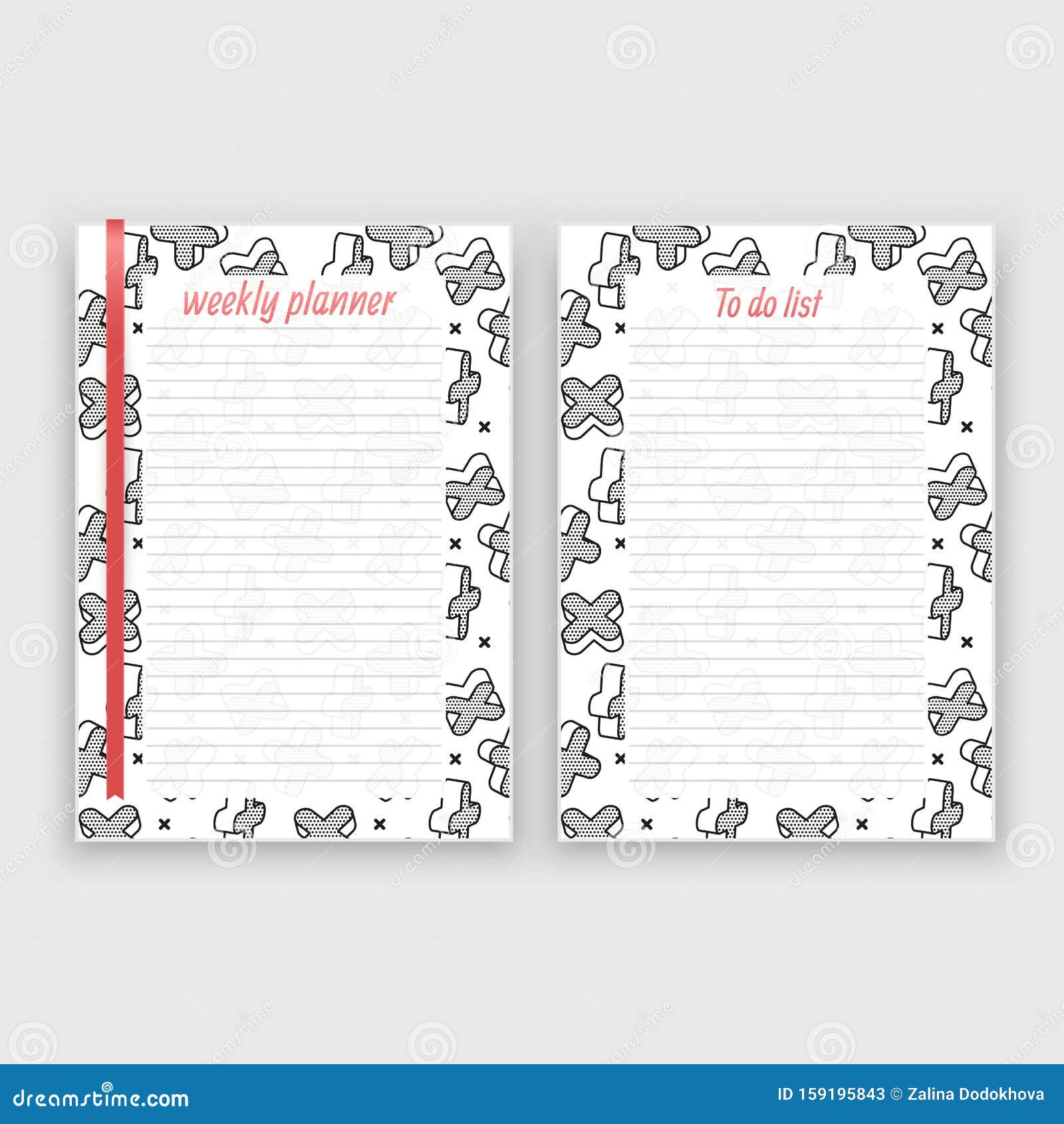 Set of Sheet of Paper in A4 Format with Weekly Planner and List for ...