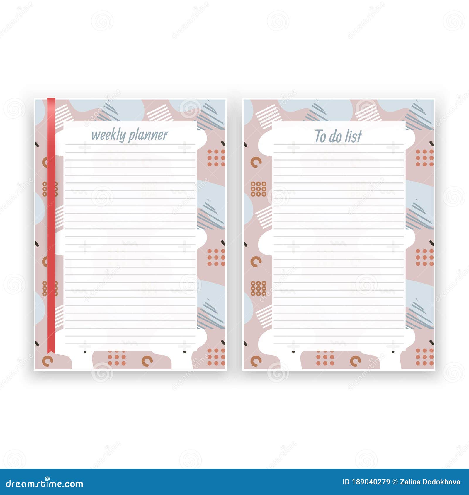 Set of Sheet of Paper in A4 Format with Weekly Planner and List for ...