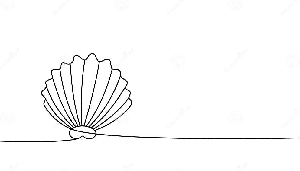 Set of Shellfish One Line Continuous Drawing. Shell Continuous One Line ...