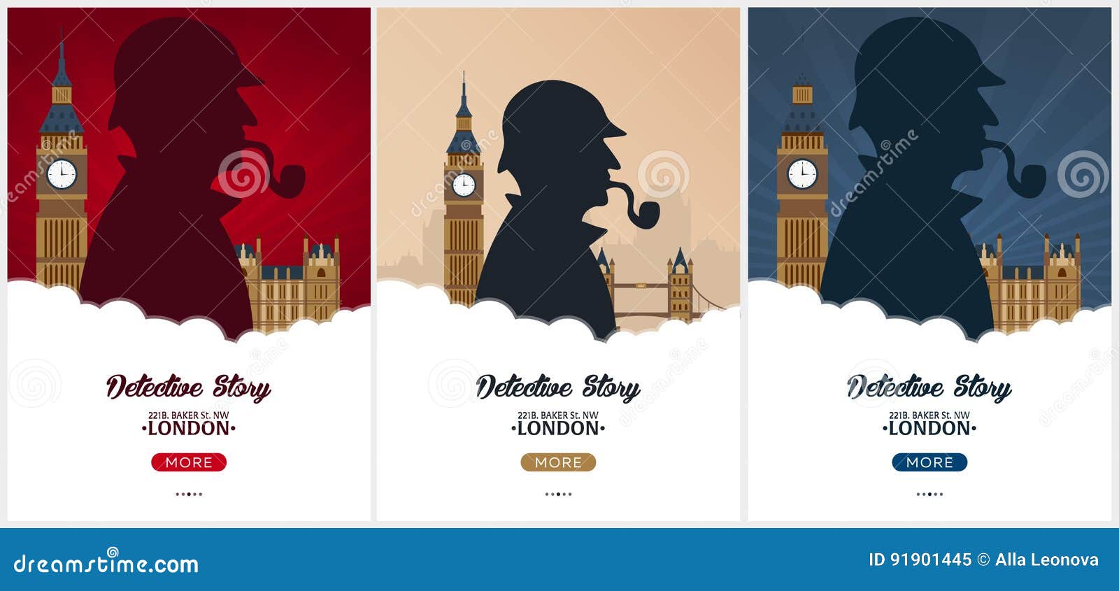 Set of Sherlock Holmes Posters. Detective Illustration. Illustration ... Set of Sherlock Holmes Posters. Detective Illustration. Illustration ...