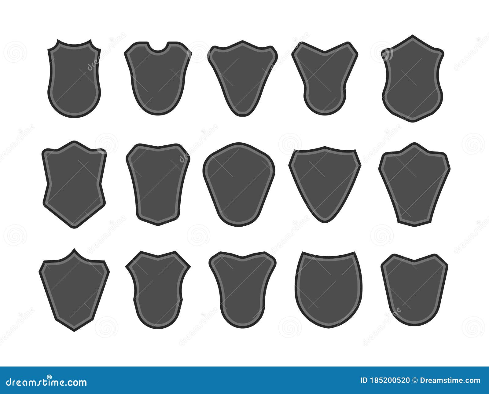 Shield Blank Emblems. Heraldic Shields, Security Black Labels. Knight ...