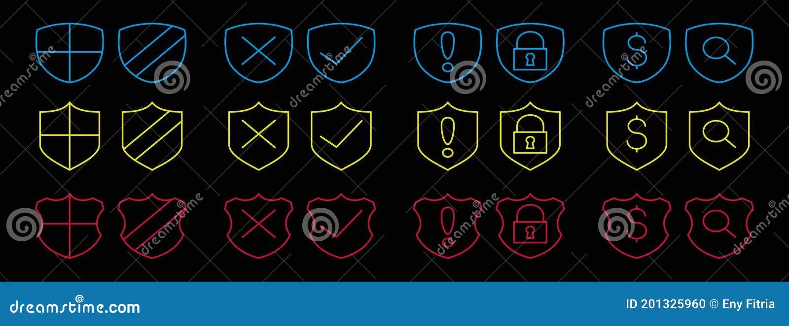 Set of Shield. Cartoon Icon Design Template with Various Models Vector ...
