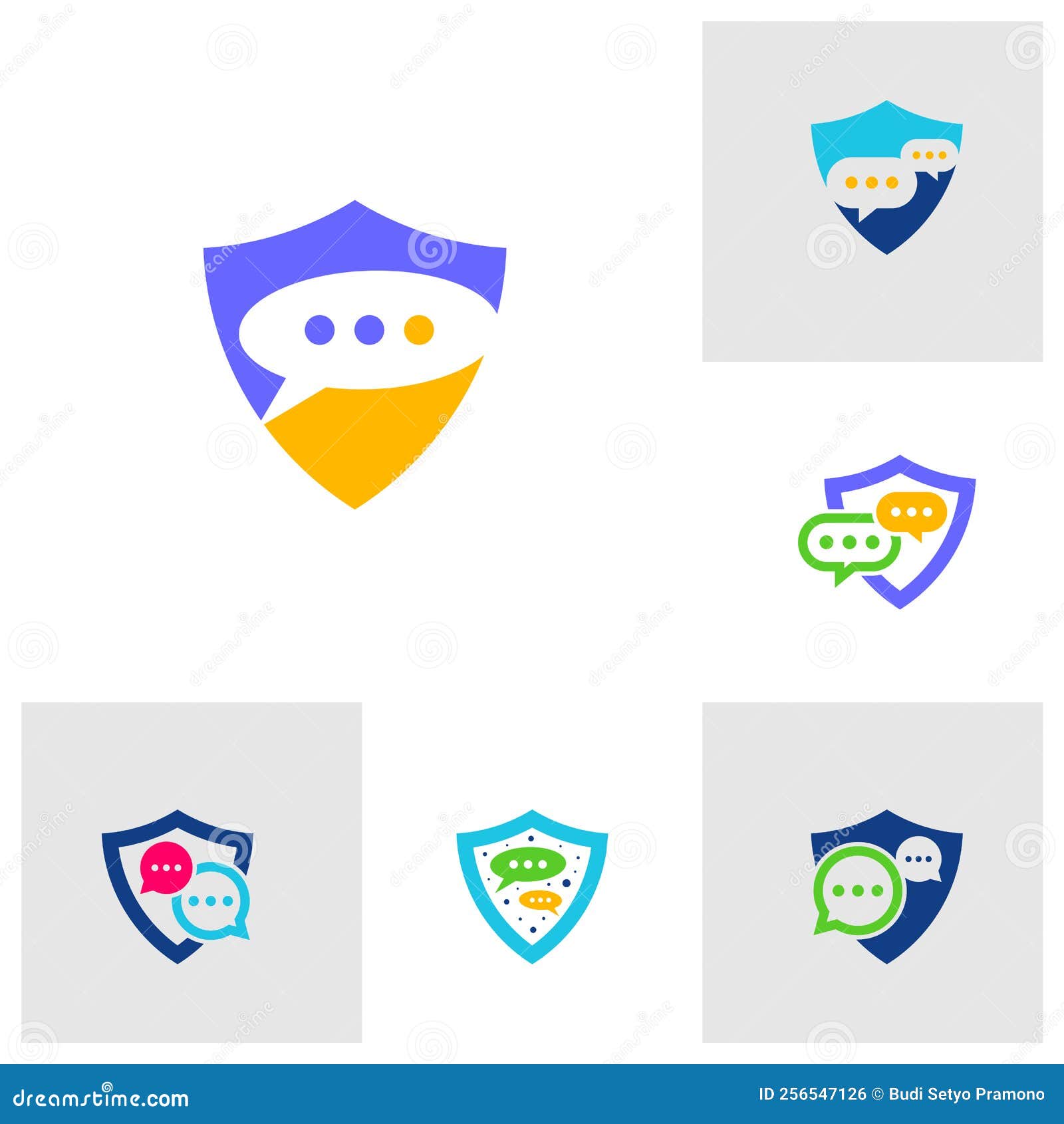 Set of Shield Chat Vector Logo Template. this Design Use Protection ...