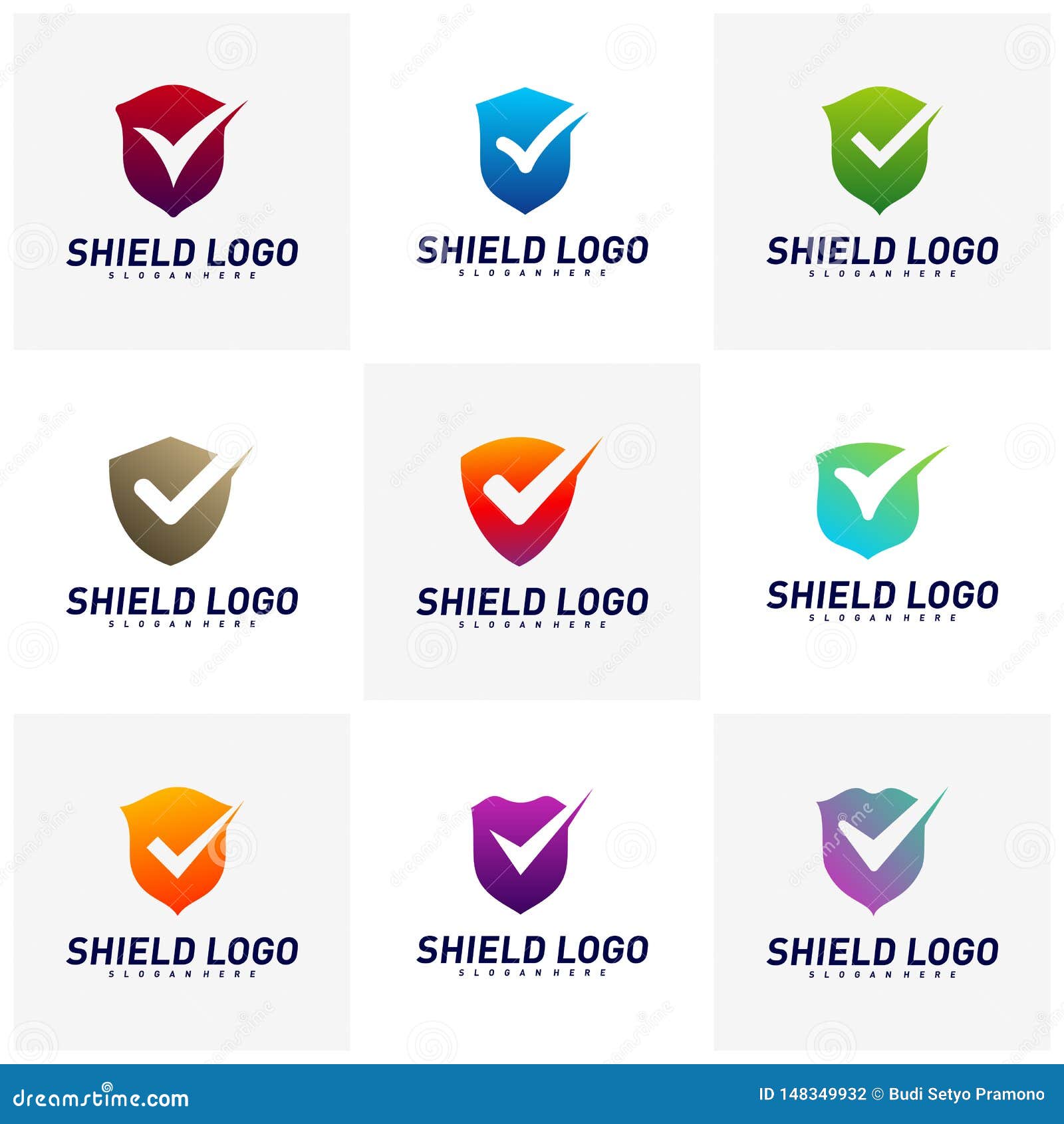 Set of Shield Check Logo Design Concept Vector. Shield Quality Vector ...