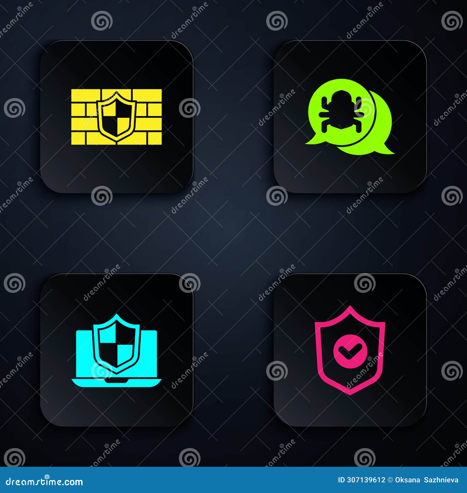 Set Shield with Check Mark, Brick Wall, Laptop Protected Shield and ... Set Shield with Check Mark, Brick Wall, Laptop Protected Shield and ...