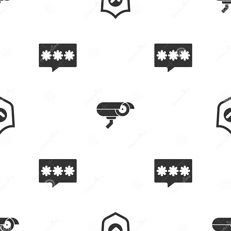 Set Shield with Check Mark, Security Camera and Password Protection on ...