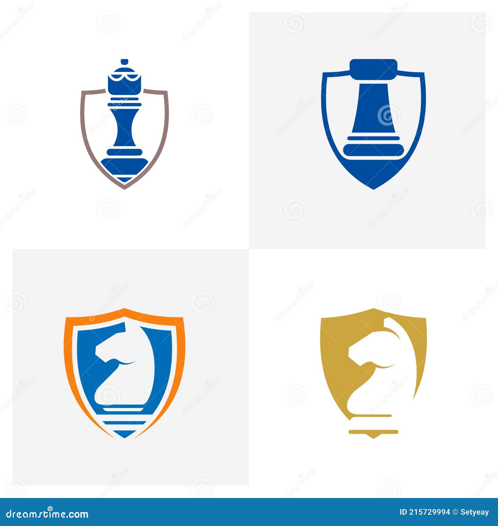 Shield Chess Logo Design Vector Illustration, Creative Chess Logo ...