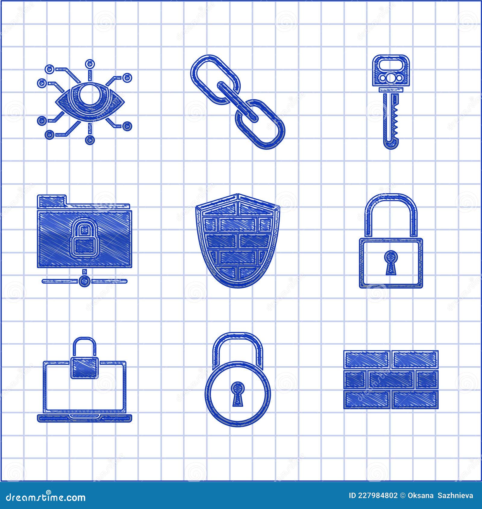 Set Shield with Cyber Security Brick Wall, Lock, Bricks, Laptop and ... Set Shield with Cyber Security Brick Wall, Lock, Bricks, Laptop and ...