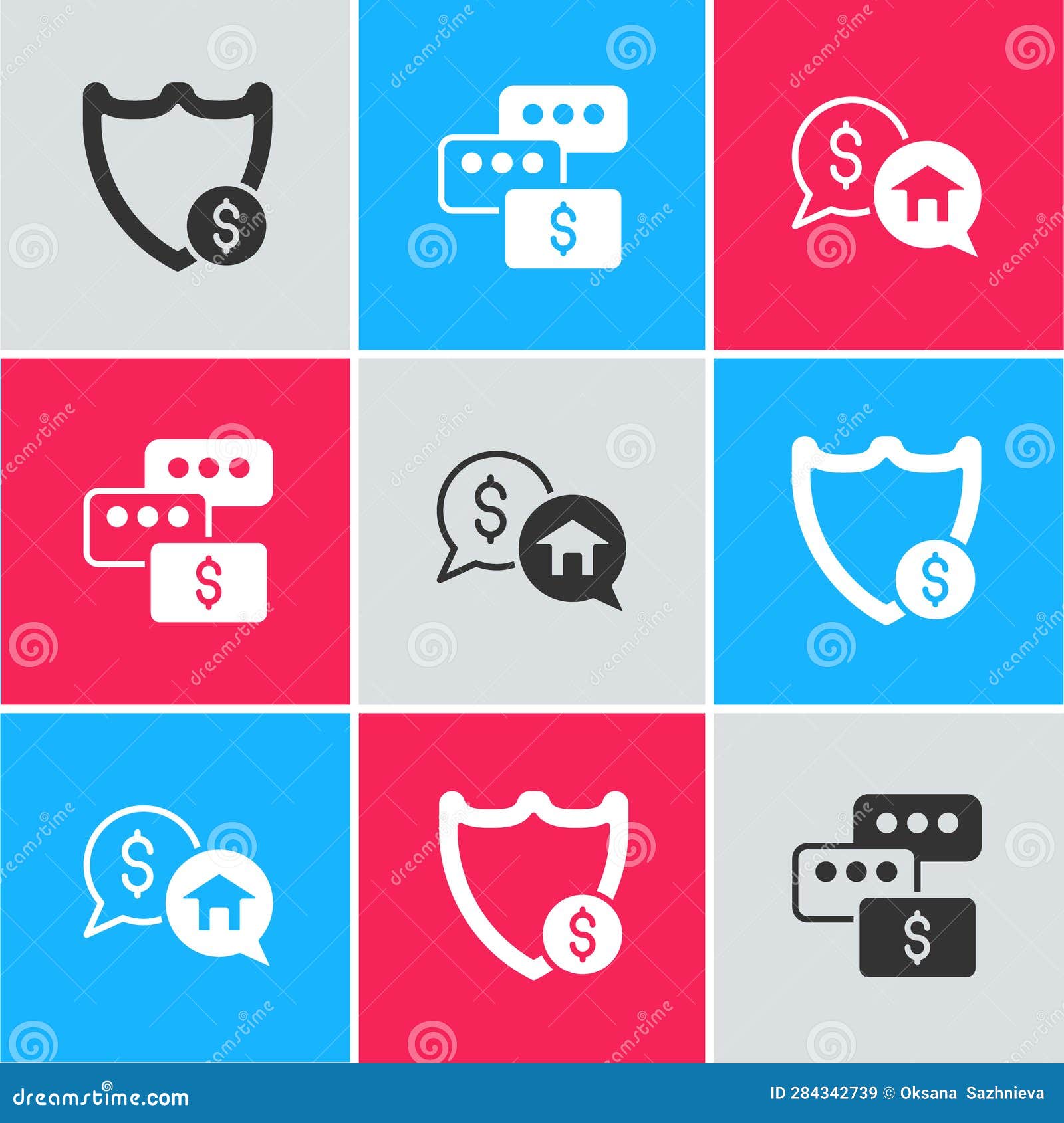 Set Shield with Dollar, Price Negotiation and Icon. Vector Stock ...