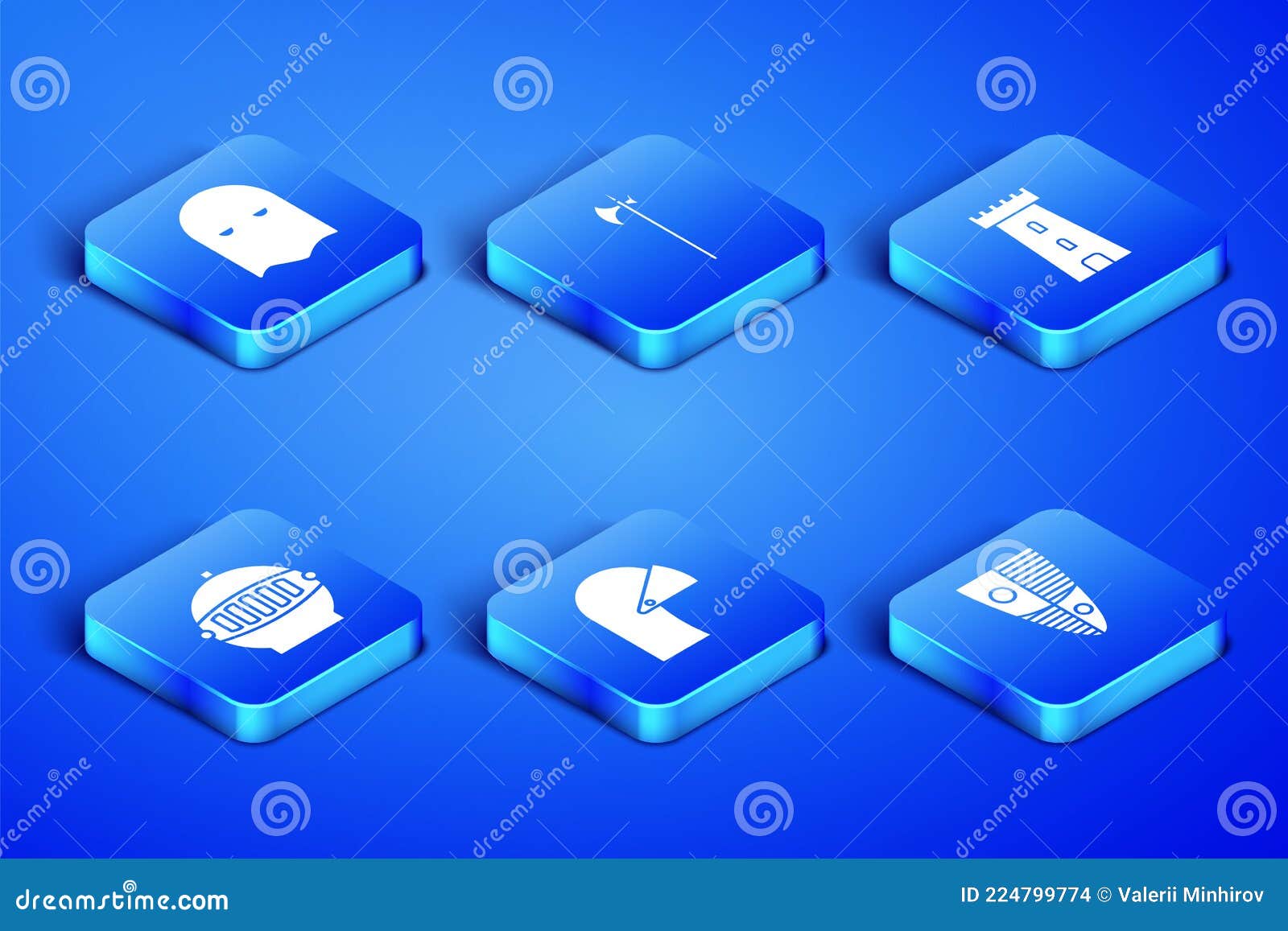 Set Shield, Executioner Mask, Medieval Iron Helmet, Halberd and Castle ...