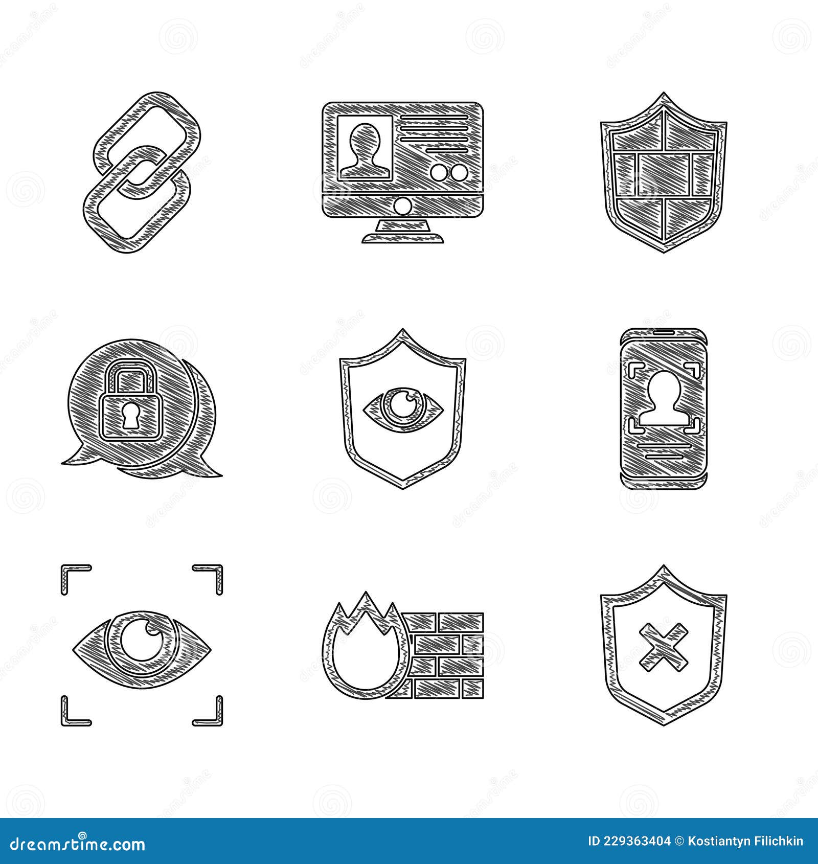 Set Shield and Eye, Firewall, Security Wall, with Cross Mark, Mobile ... Set Shield and Eye, Firewall, Security Wall, with Cross Mark, Mobile ...