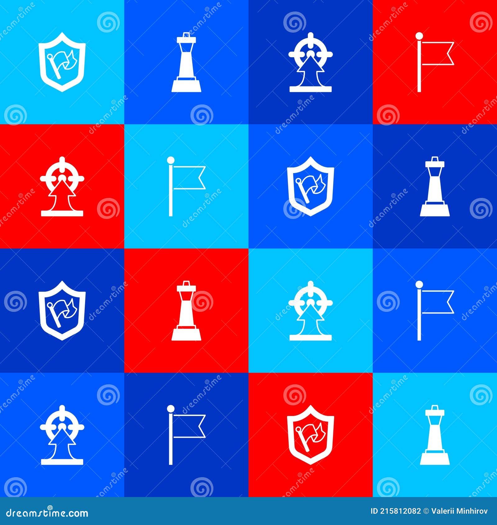 Set Shield with Flag, Chess, Target and Flag Icon. Vector Stock Vector ...